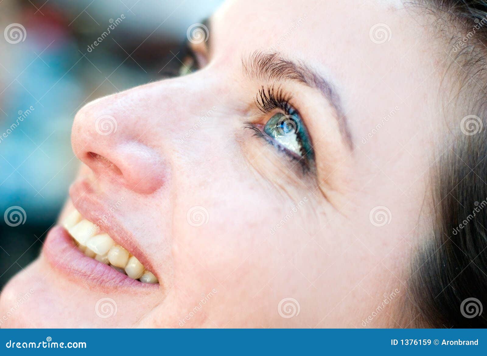 Attractive Woman Looking Up Stock Image - Image of pretty, complexion ...