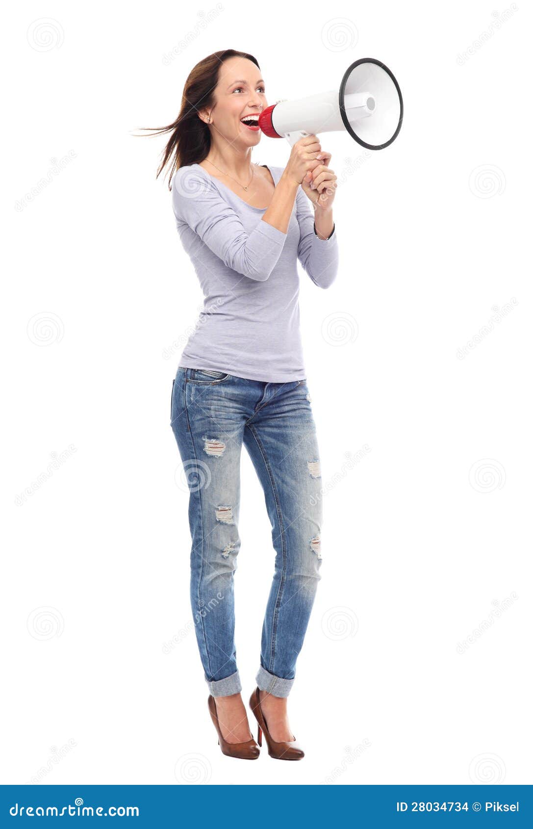Attractive Woman with Megaphone Stock Photo - Image of shot, happiness ...