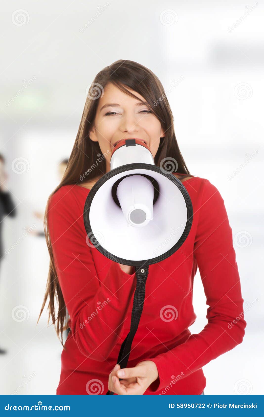Attractive Woman with Megaphone. Stock Photo - Image of message ...