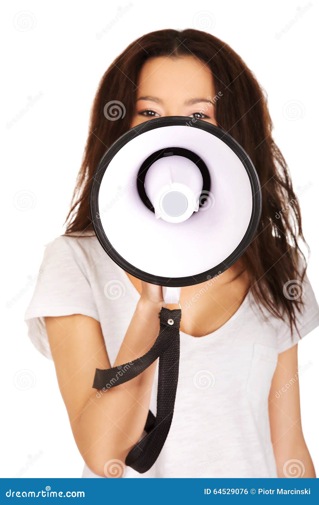 Attractive Woman with Megaphone. Stock Photo - Image of loudspeaker ...