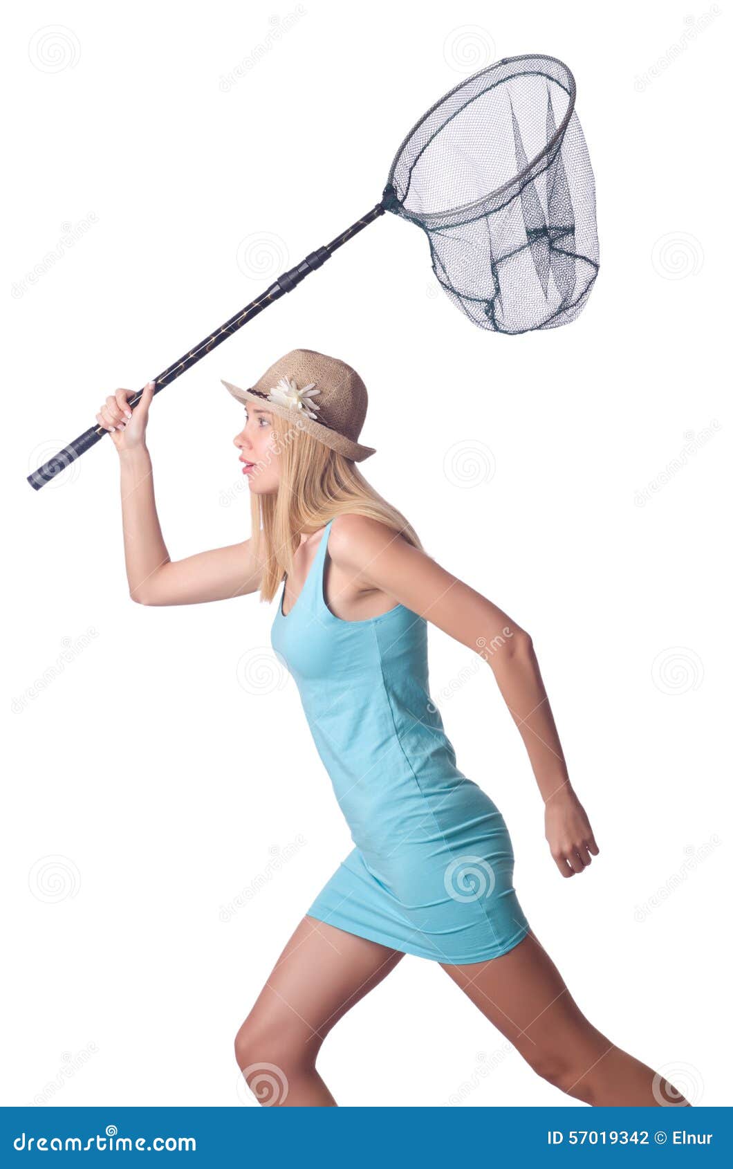 Attractive Woman with Net on the White Stock Photo - Image of butterfly ...