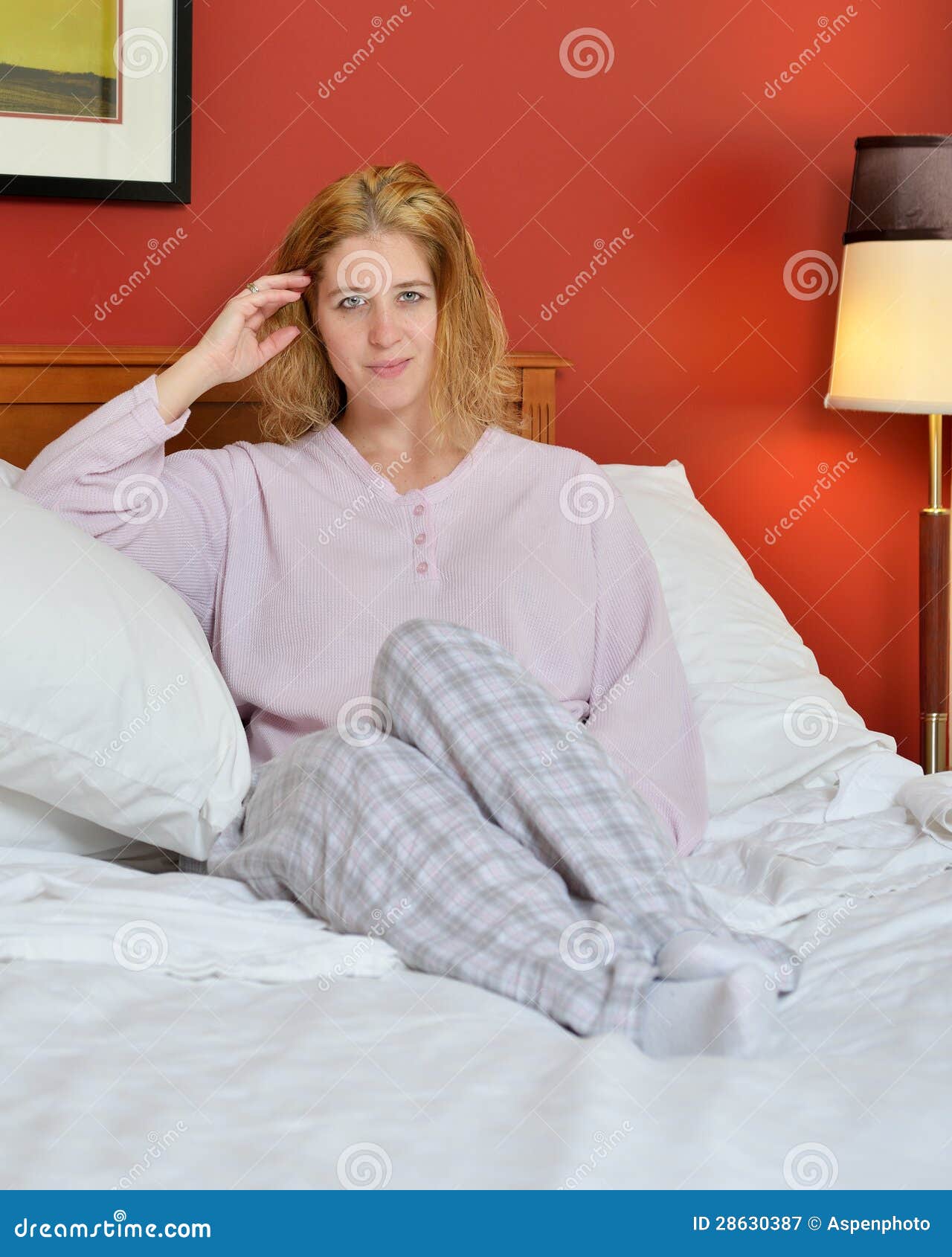 Attractive Woman In Pajamas In Bed Stock Image Image Of Rest Pillow