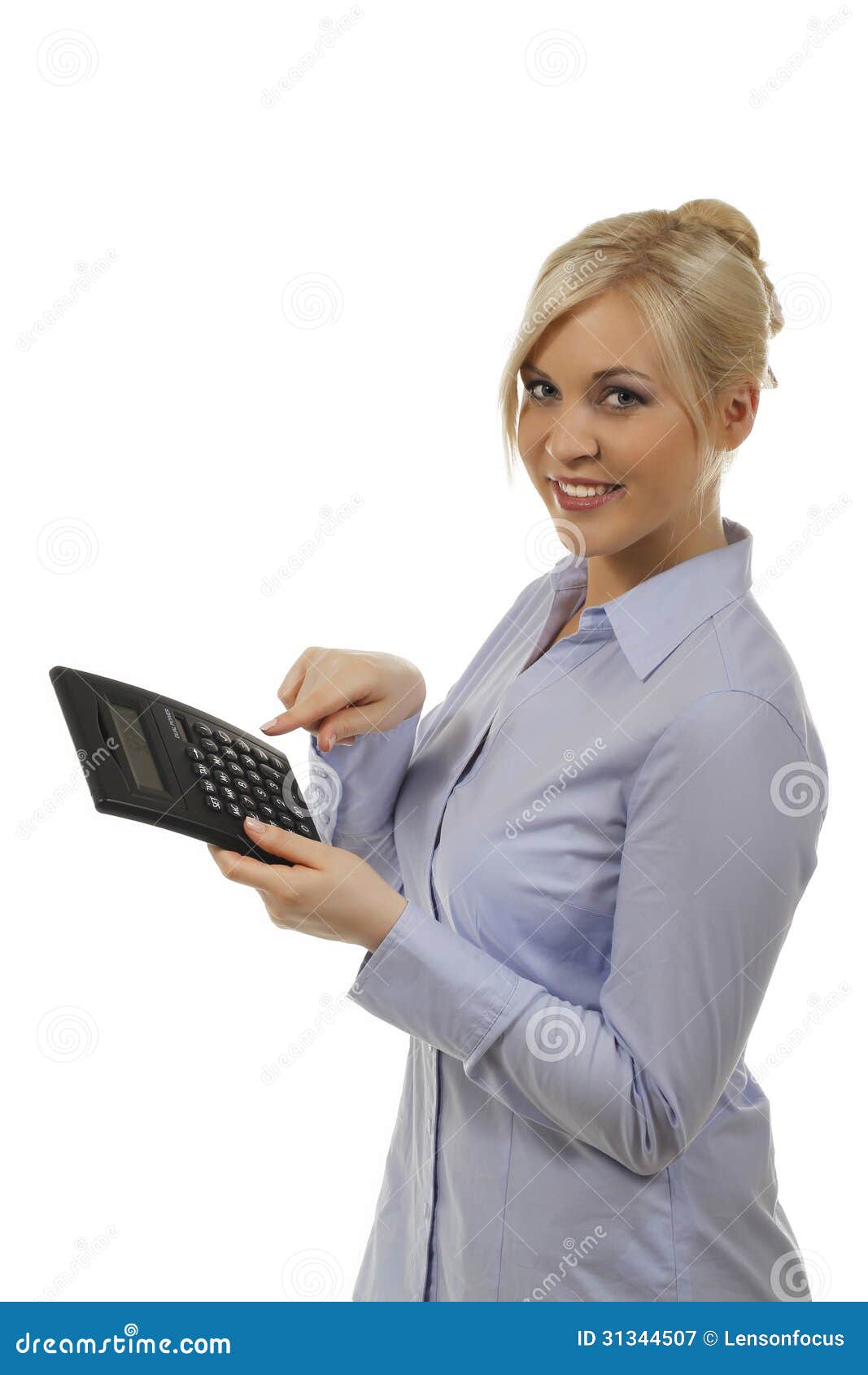 Attractive Woman with Pocket Calculator Stock Image - Image of ...