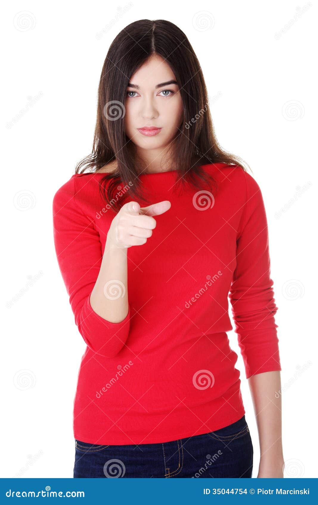 Attractive Woman Pointing in Front. Stock Photo - Image of person ...