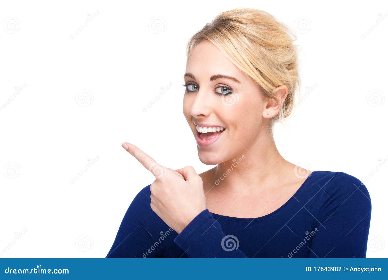 Attractive Woman Pointing at Something Stock Photo - Image of good ...