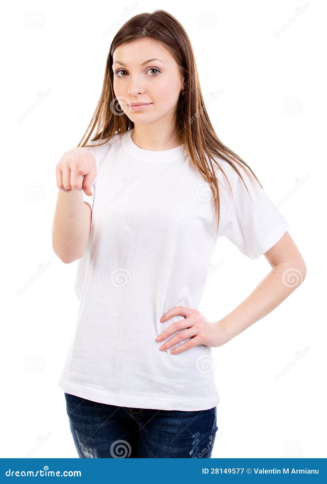 Attractive Woman Points To Camera Stock Image - Image of portrait, girl ...