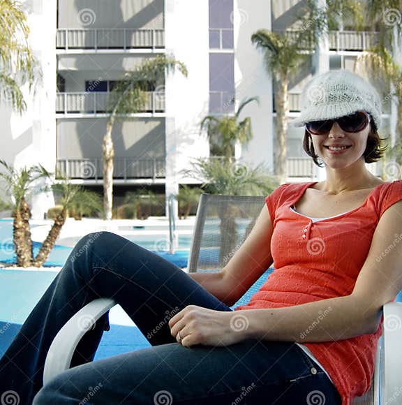 Attractive woman by pool stock photo. Image of movement - 1913550