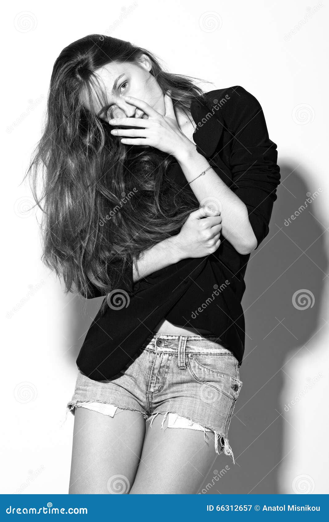 Attractive Woman Posing by the Wall. Stock Image - Image of beauty ...