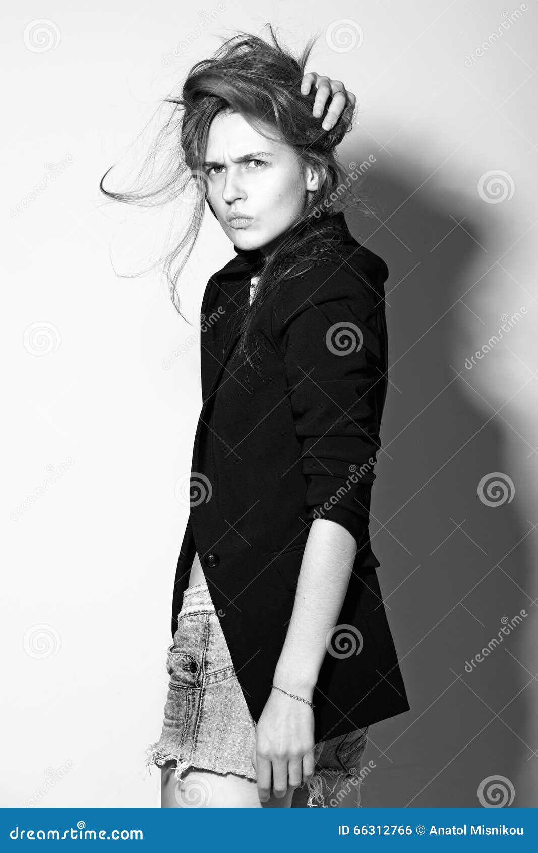 Attractive Woman Posing by the Wall. Stock Photo - Image of person ...