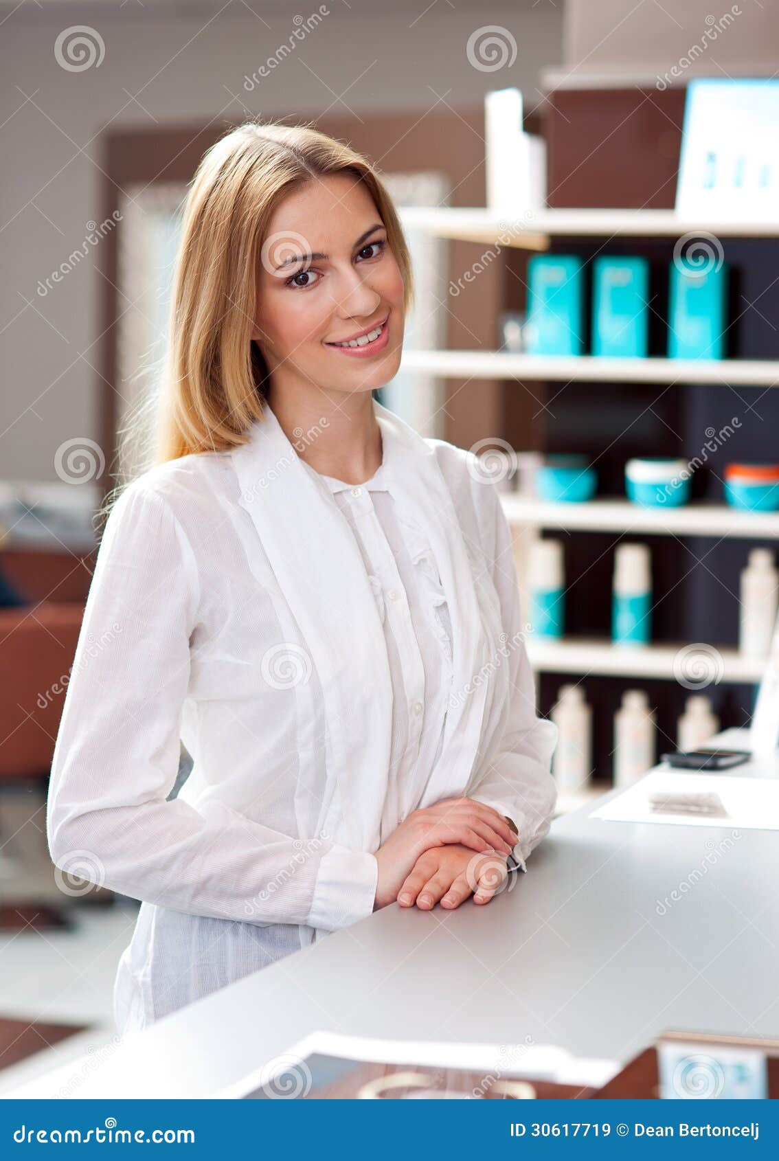 Attractive Woman Receptionist Stock Image - Image of contemporary ...