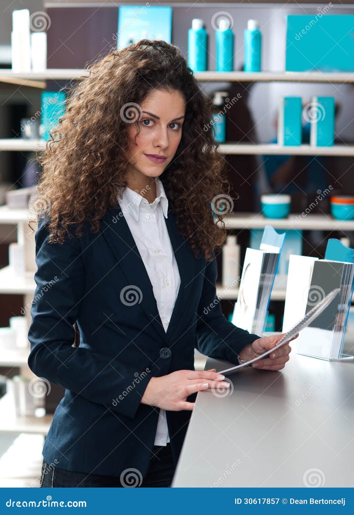 Attractive Woman Receptionist Stock Image - Image of lobby ...