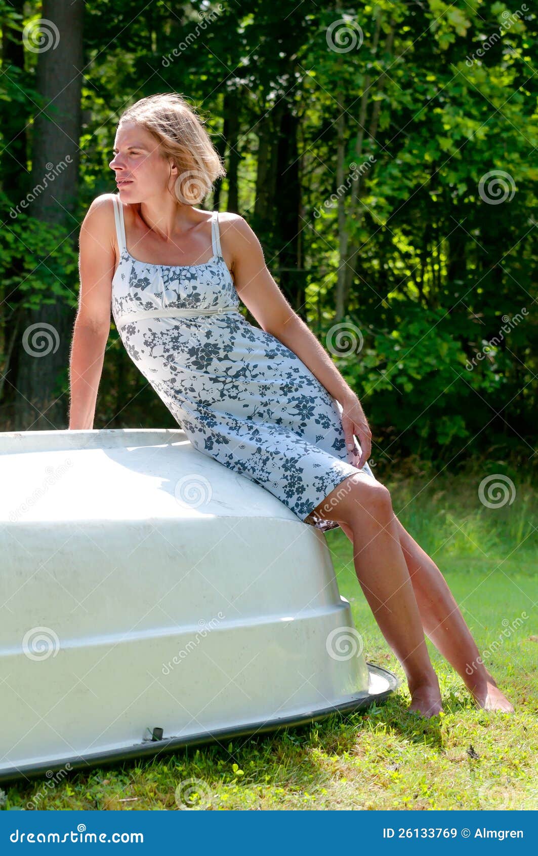 Attractive Woman Reclining on Stock Image - Image of alone, dress: 26133769