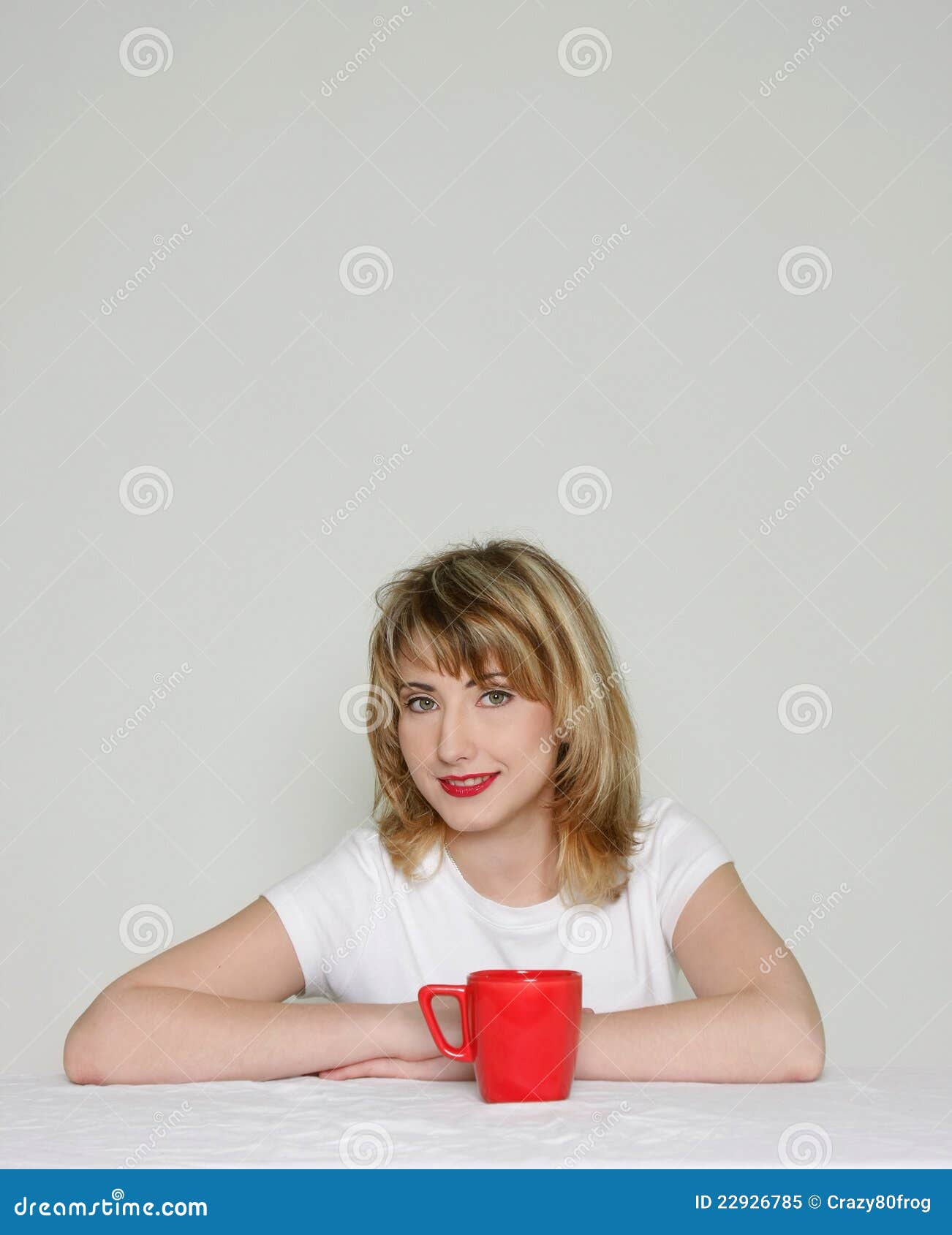 Attractive Woman with Red Cup Stock Image - Image of enjoy, casual ...