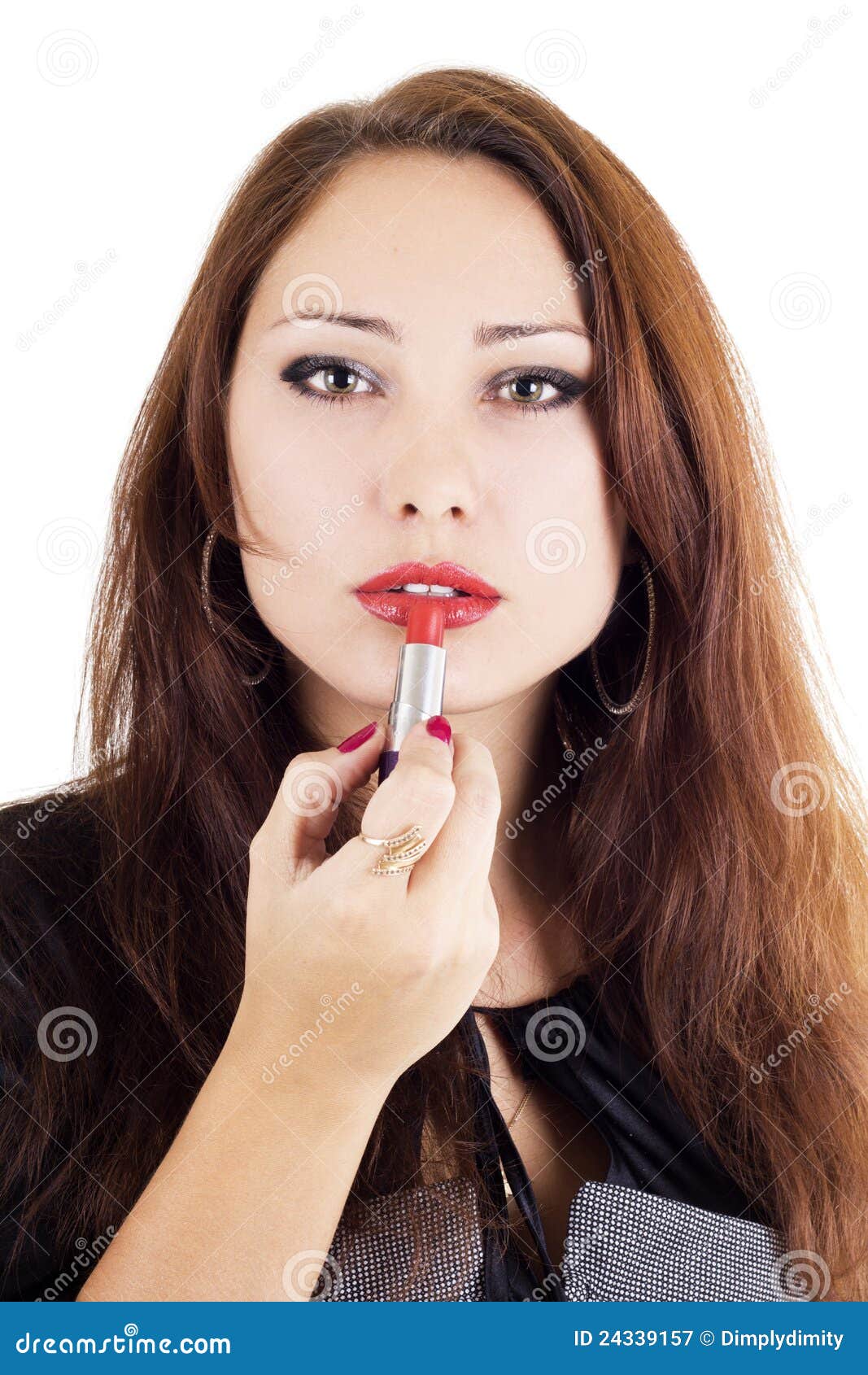 Attractive Woman with Red Lipstick Stock Image - Image of long, hair ...