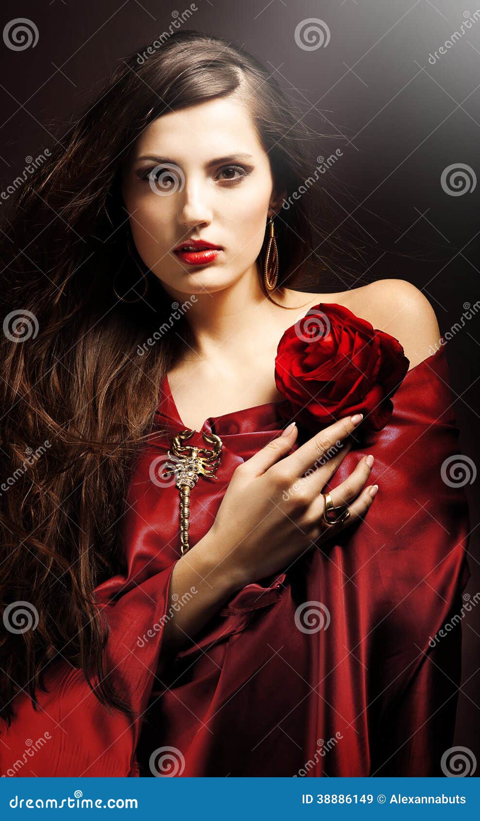Attractive Woman with Red Rose Stock Image - Image of flower ...