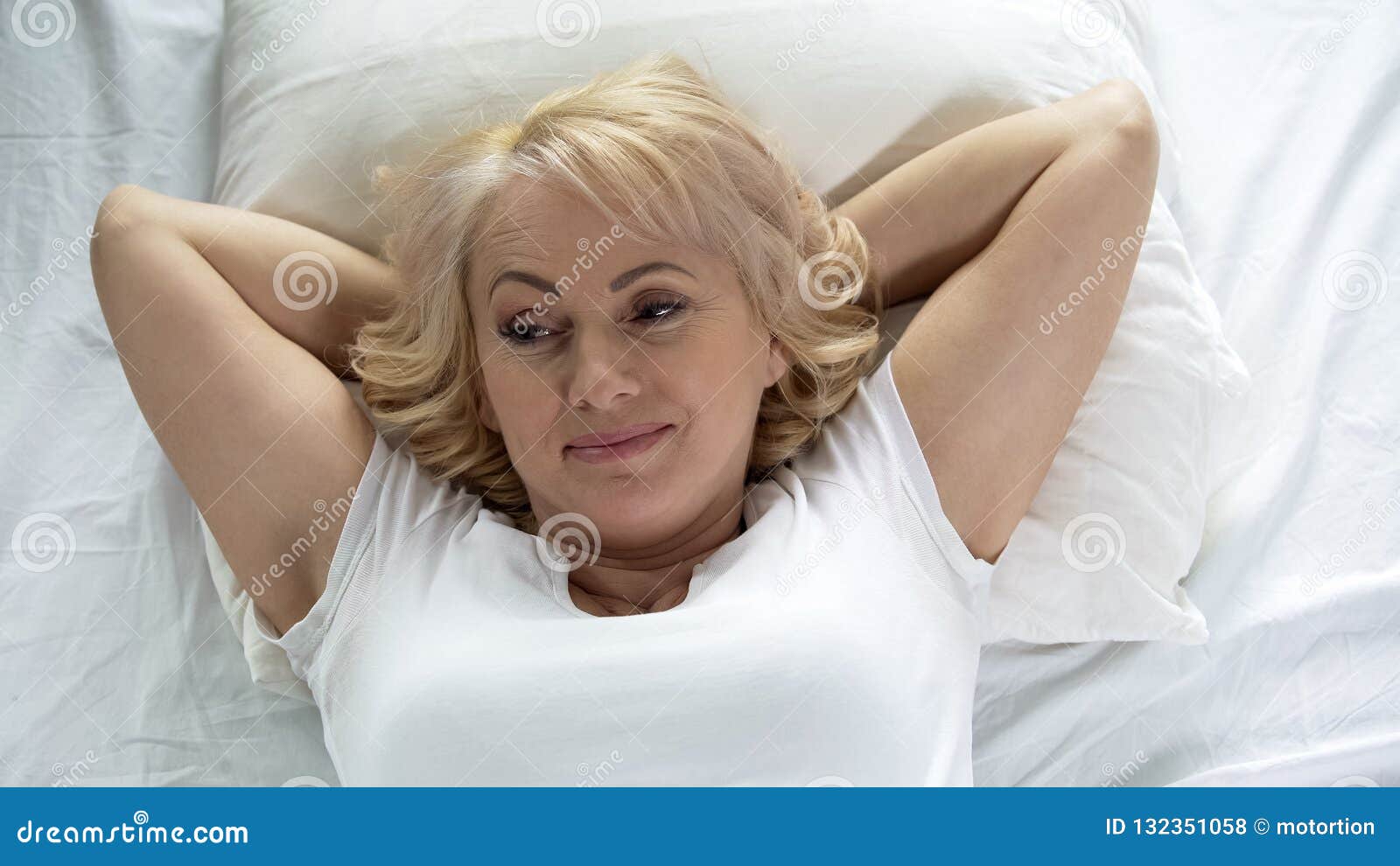 Attractive Woman Relaxing In Bed Morning Awakening Health And Beauty