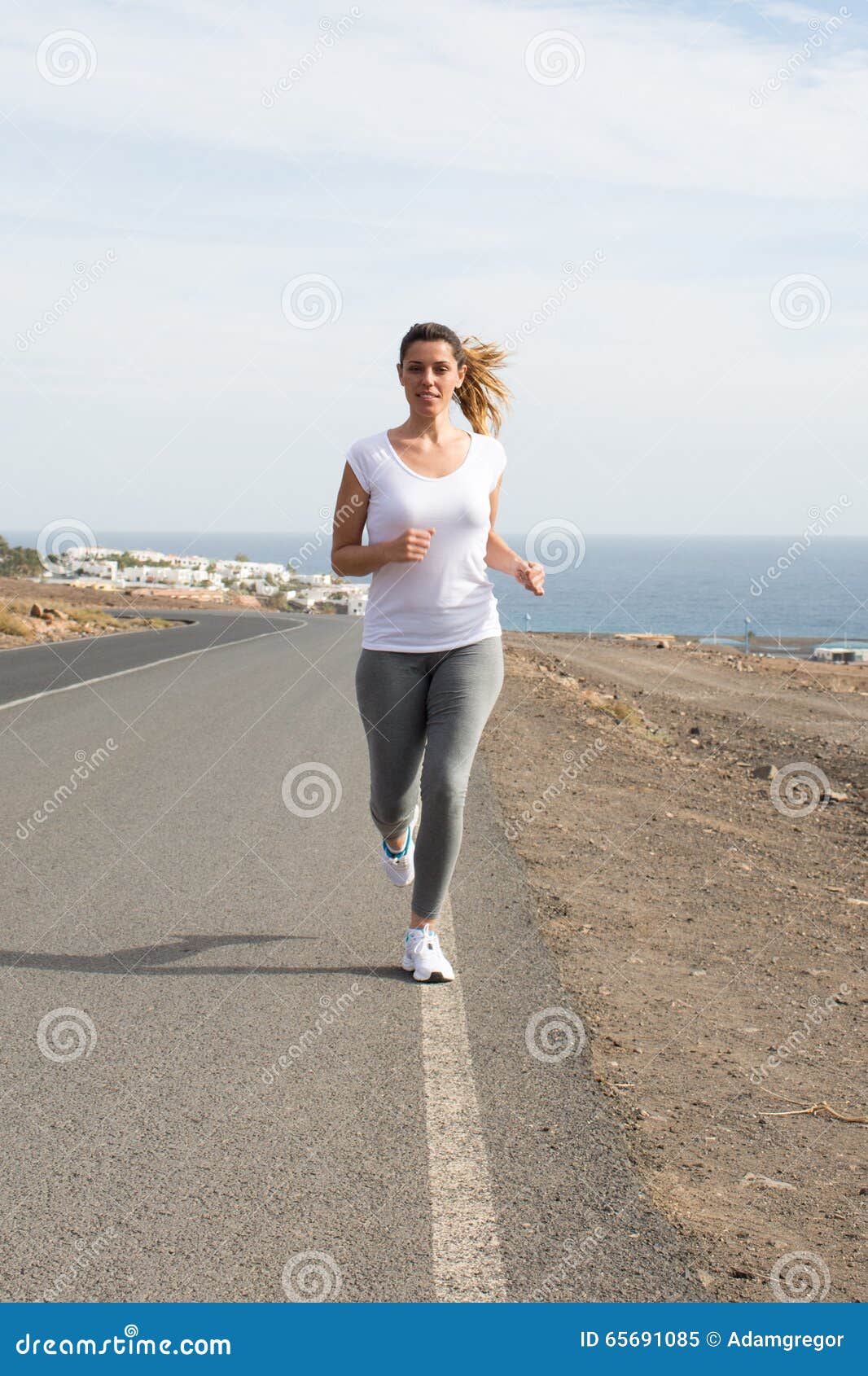 Attractive woman running stock image. Image of countryside - 65691085