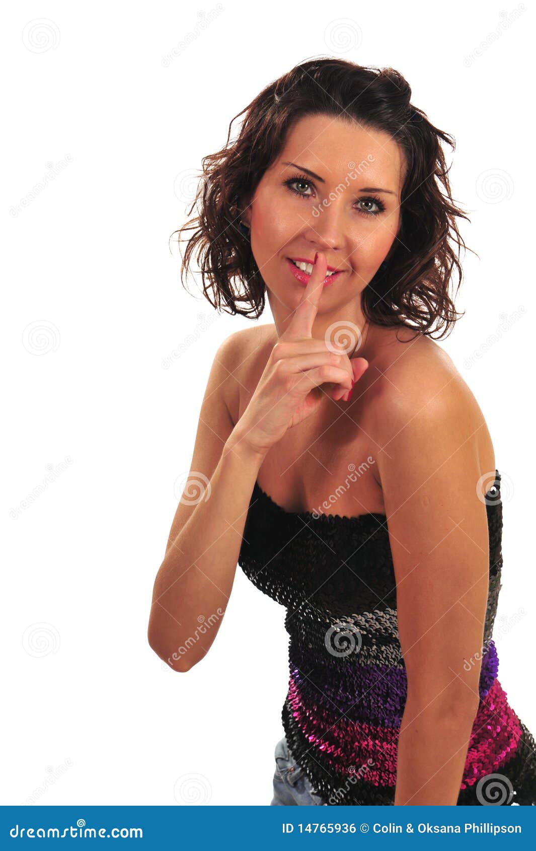 Attractive woman shooshing stock photo. Image of studio - 14765936