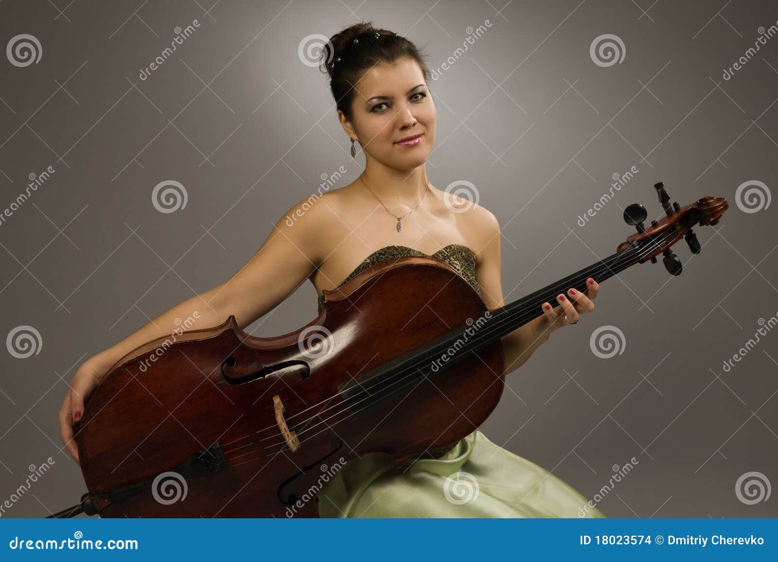 Attractive Woman Sitting with Cello Stock Photo - Image of music, face ...