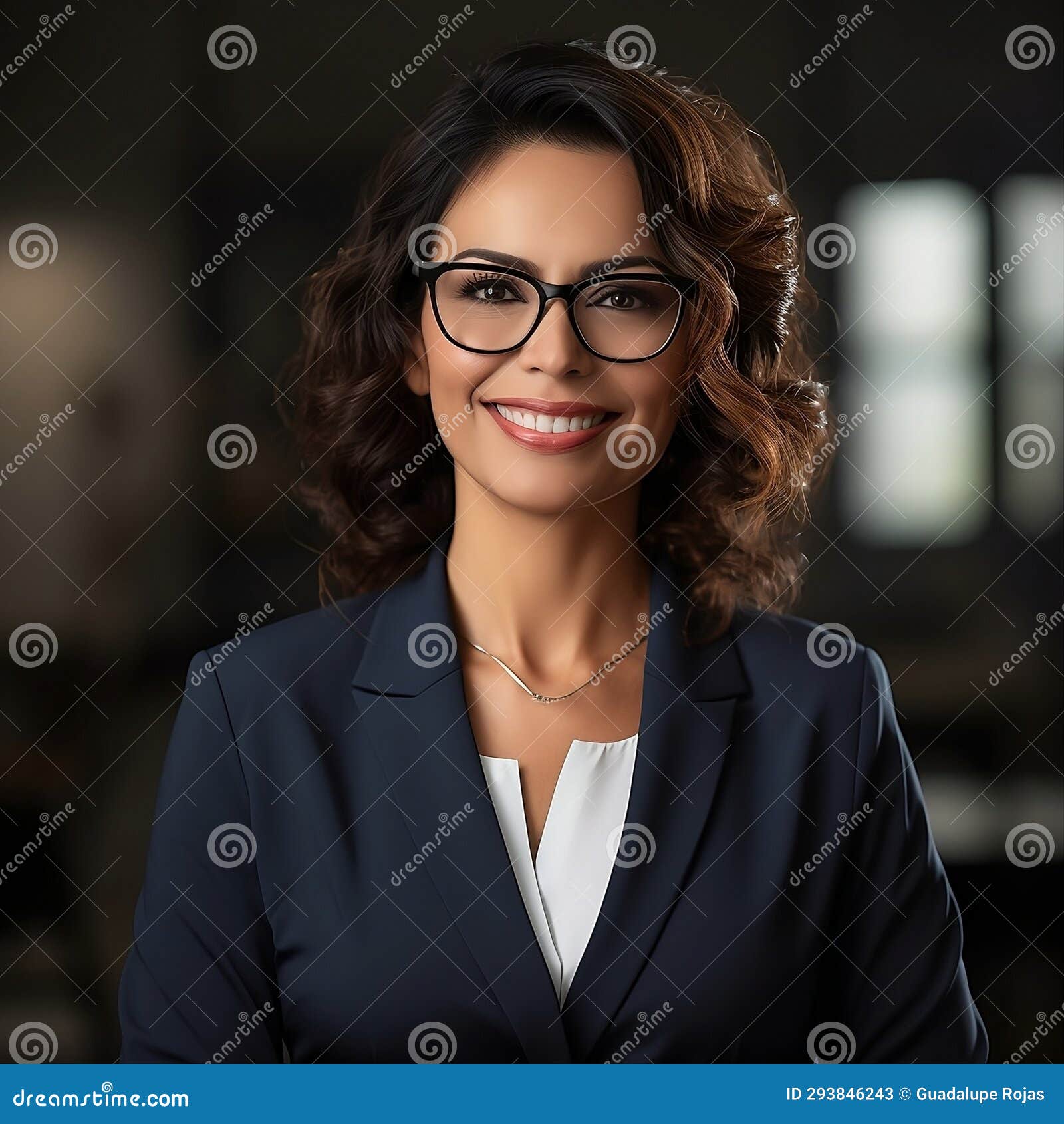 Mature Woman In Her Fifties Dressed In A Suit Gray Hair Smiling