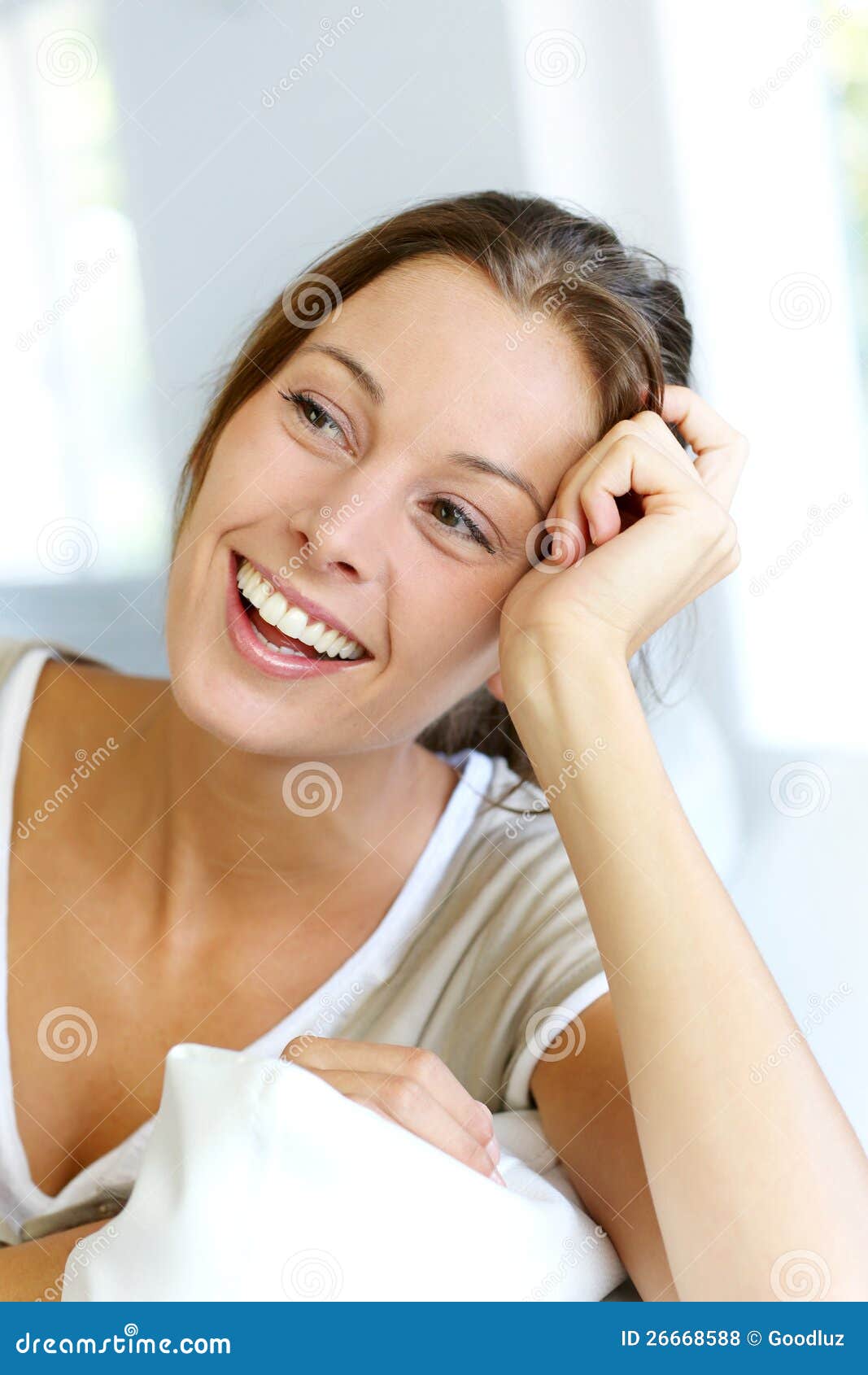 Attractive woman smiling stock photo. Image of closeup - 26668588