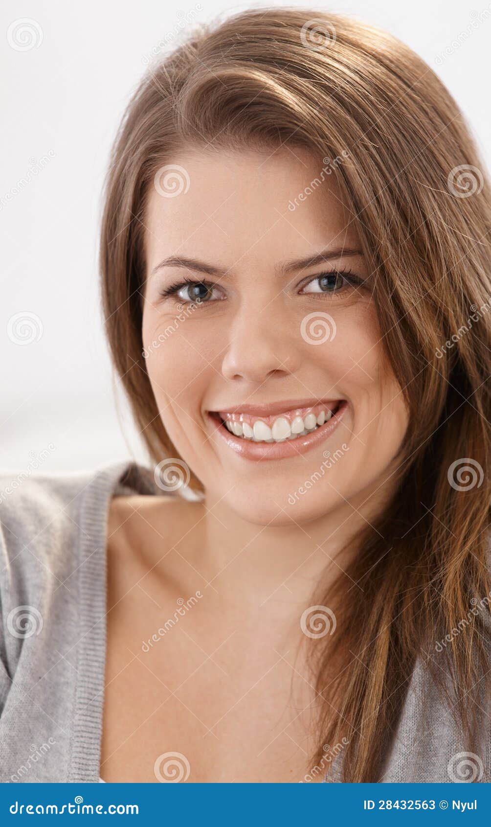 Attractive woman smiling stock image. Image of contact - 28432563