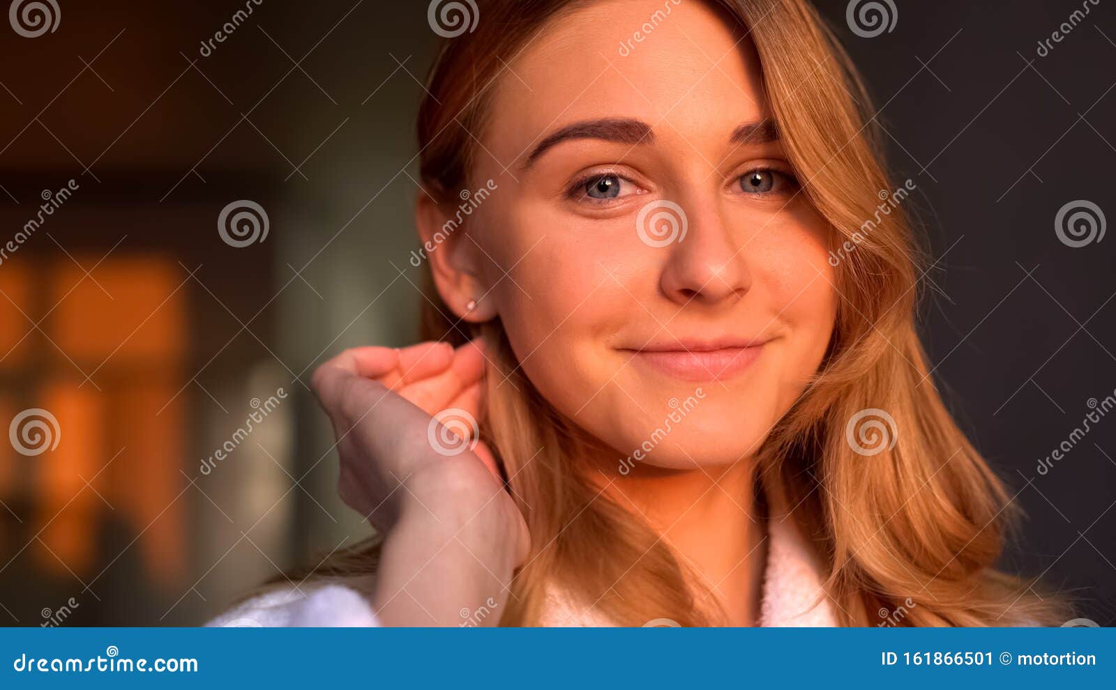 Attractive Woman Smiling Into Camera Young Healthy Skin Natural
