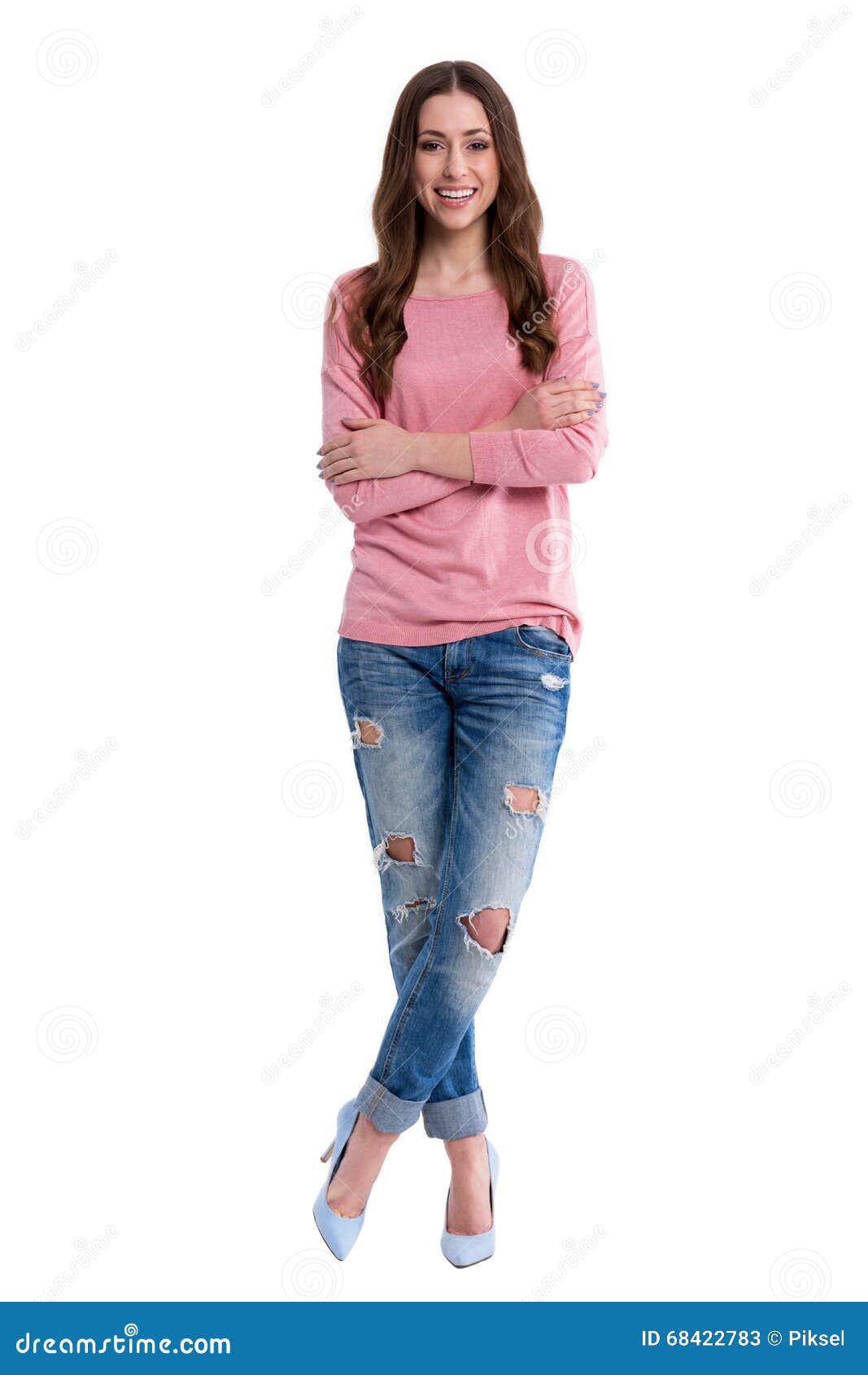 Attractive woman standing stock image. Image of emotion - 68422783