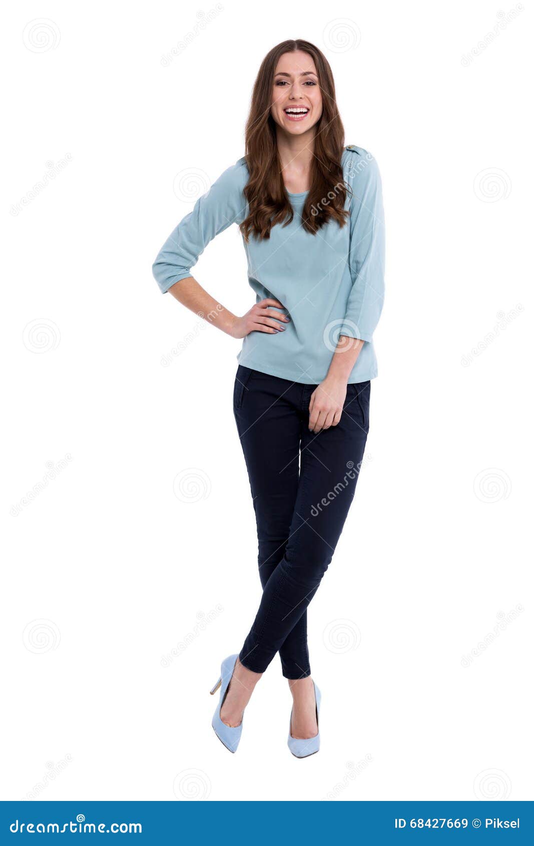 Attractive woman standing stock image. Image of carefree - 68427669