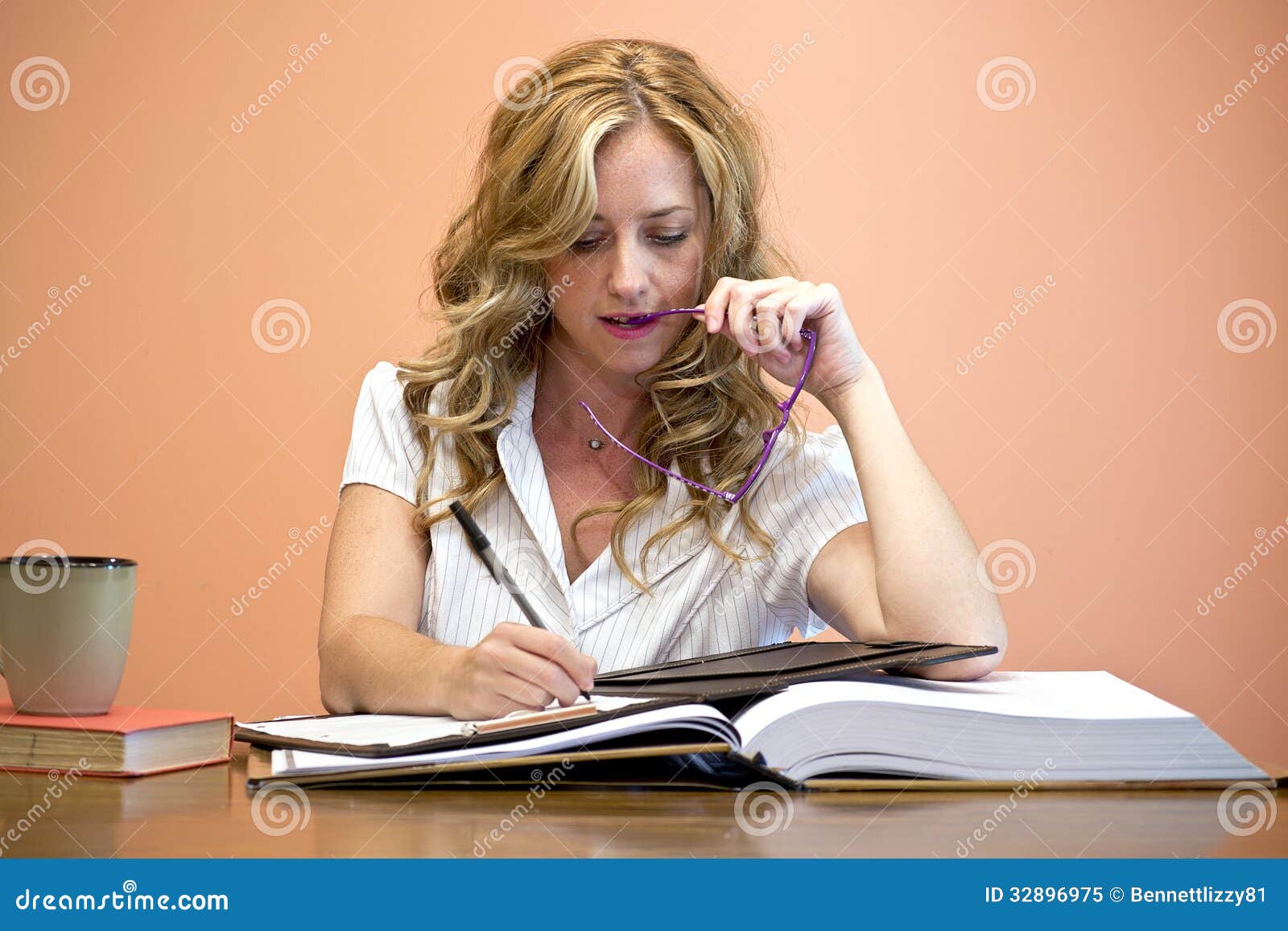 Attractive Woman Studying stock image. Image of challenge - 32896975