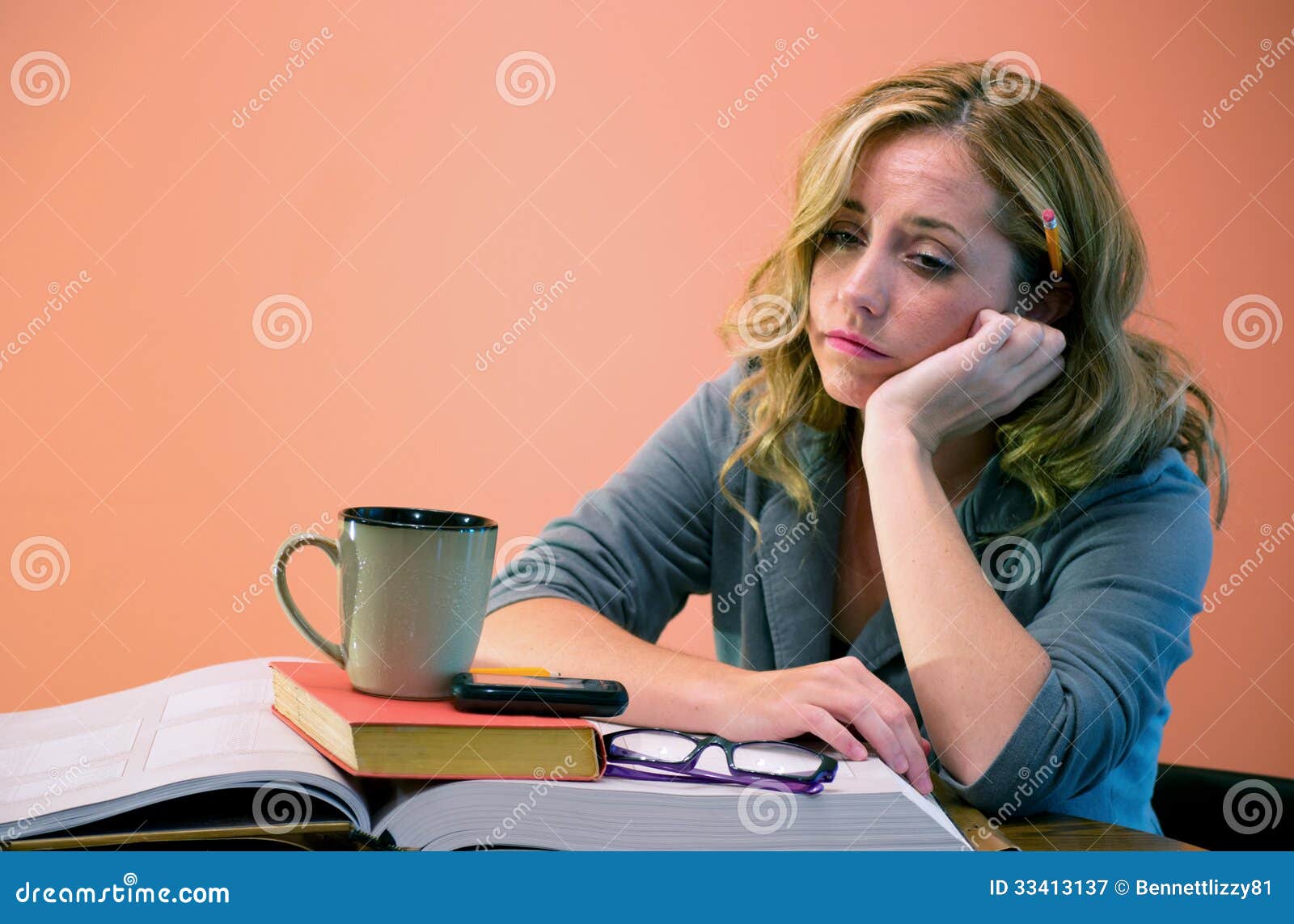 Attractive Woman Studying stock image. Image of studying - 33413137
