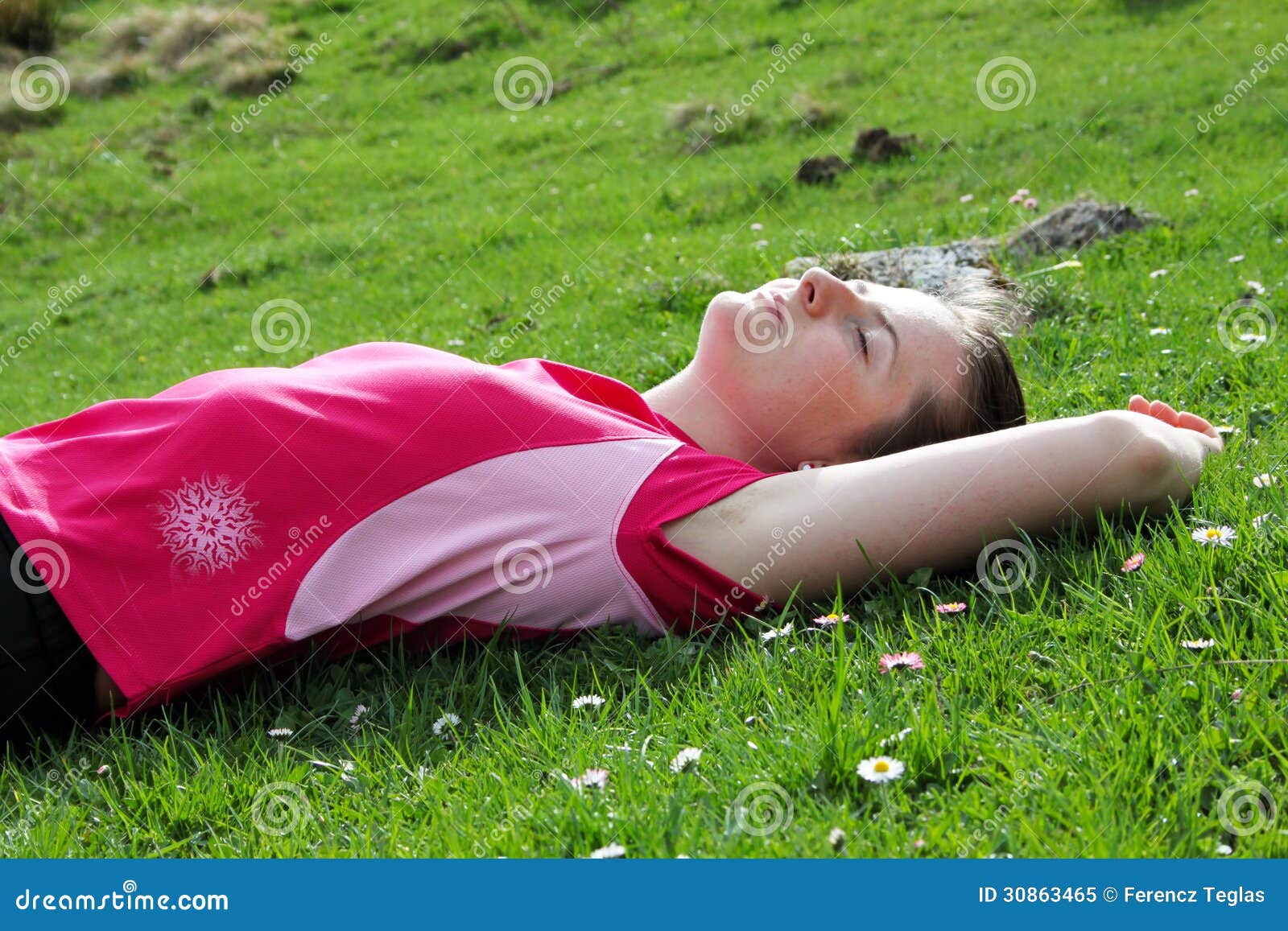 Attractive Woman Sunbathing Stock Image - Image of portrait, female ...