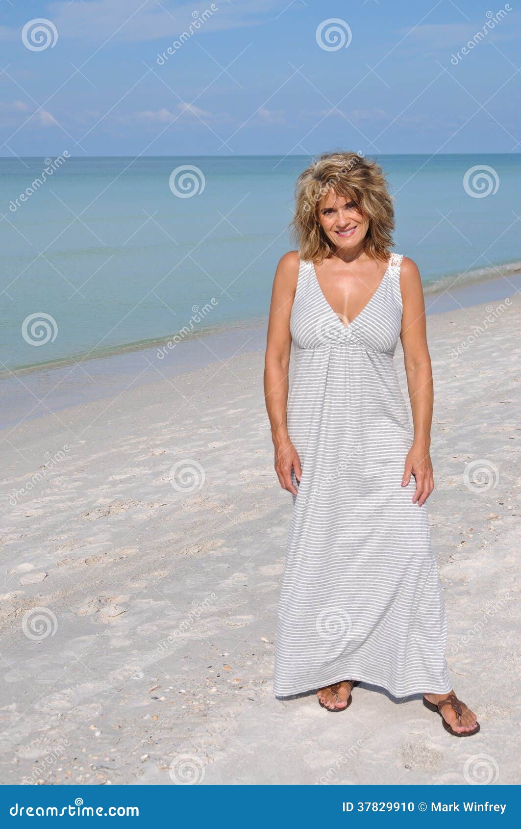 Attractive Woman in Sundress Stock Photo - Image of ocean, attractive ...