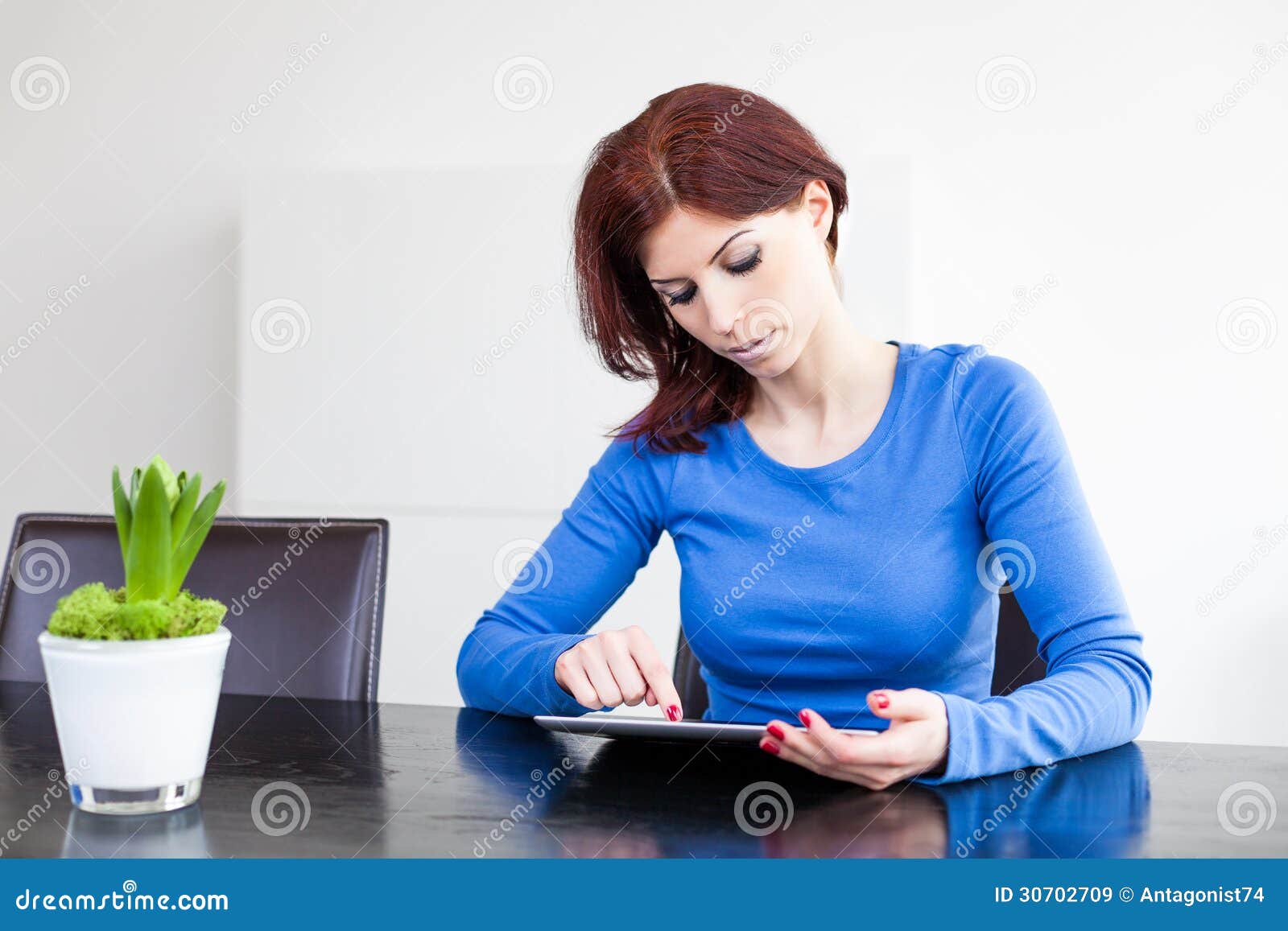 Attractive Woman with Tablet PC Stock Image - Image of internet, table ...