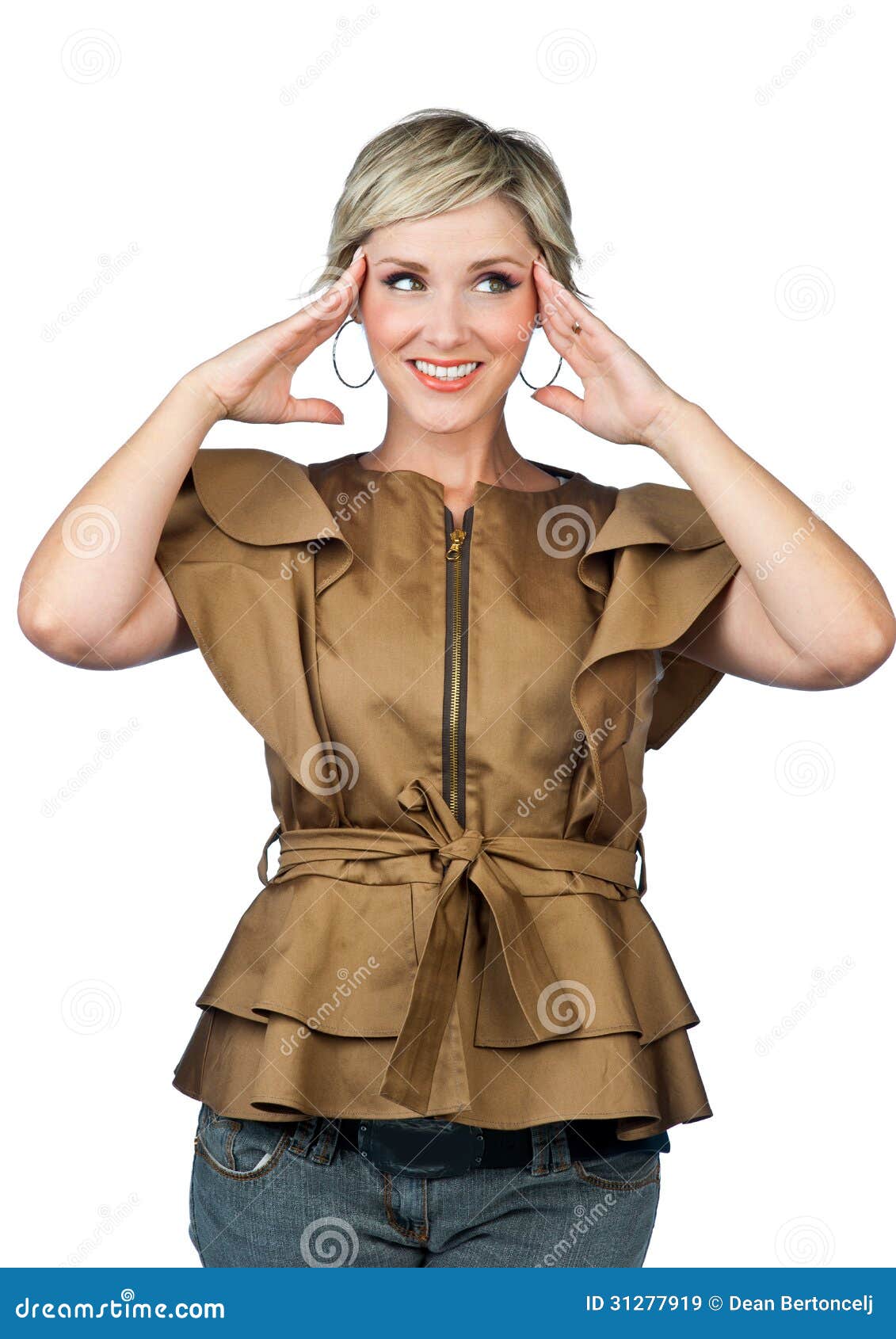 Attractive woman thinking stock image. Image of facial - 31277919