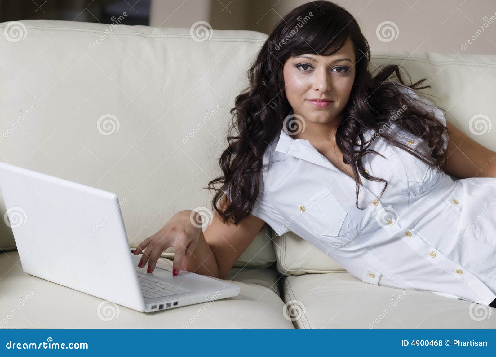 Attractive Woman Using Laptop Computer Stock Photo - Image of ...