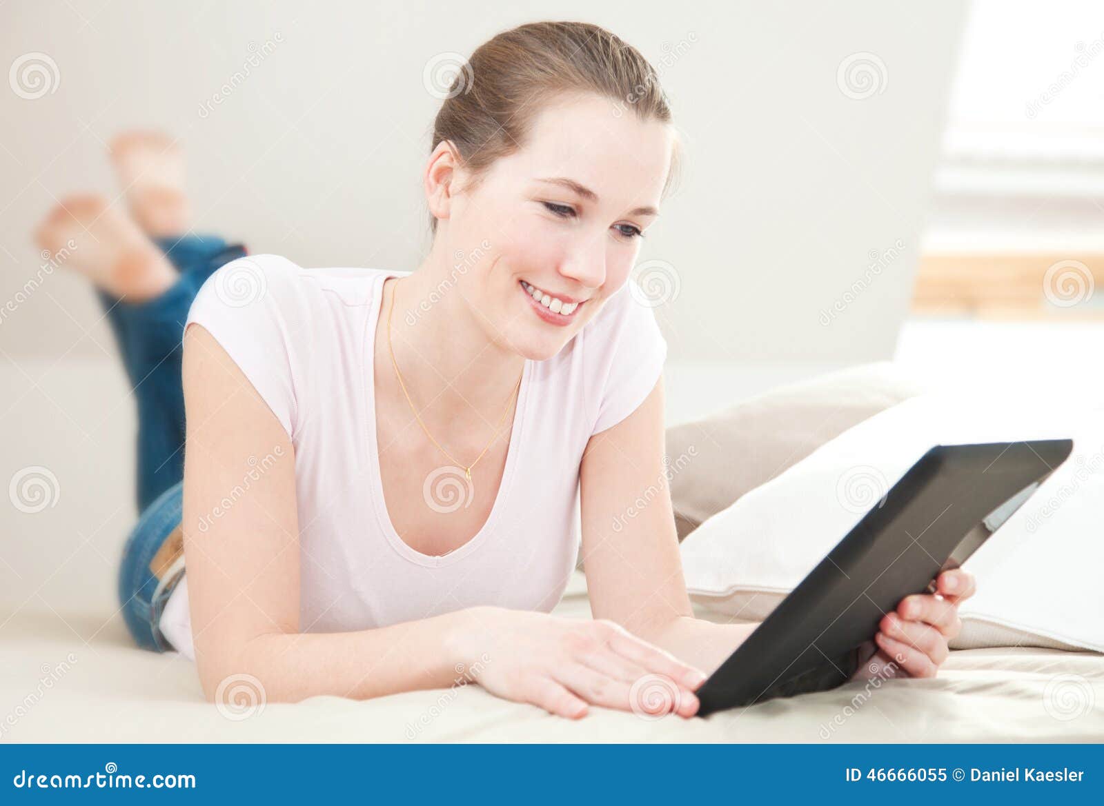 Attractive Woman Using Tablet Device Stock Image - Image of positive ... Attractive Woman Using Tablet Device Stock Image - Image of positive ...