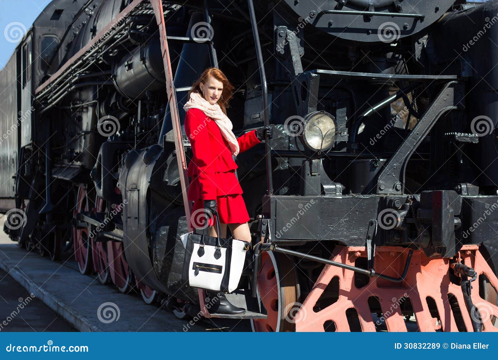 Attractive Woman and Vintage Train Stock Image - Image of alone ...