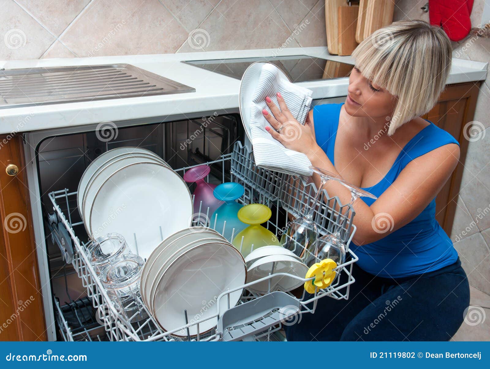 Attractive Woman Washing Dishes Stock Photo - Image of attractive ...
