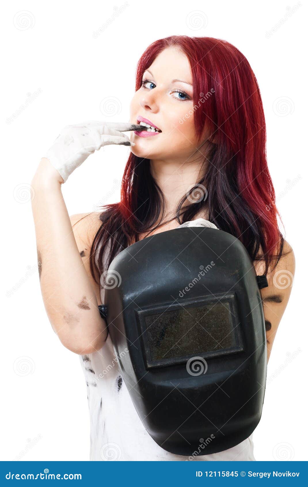 Attractive woman welder stock image. Image of muddy, attractive - 12115845