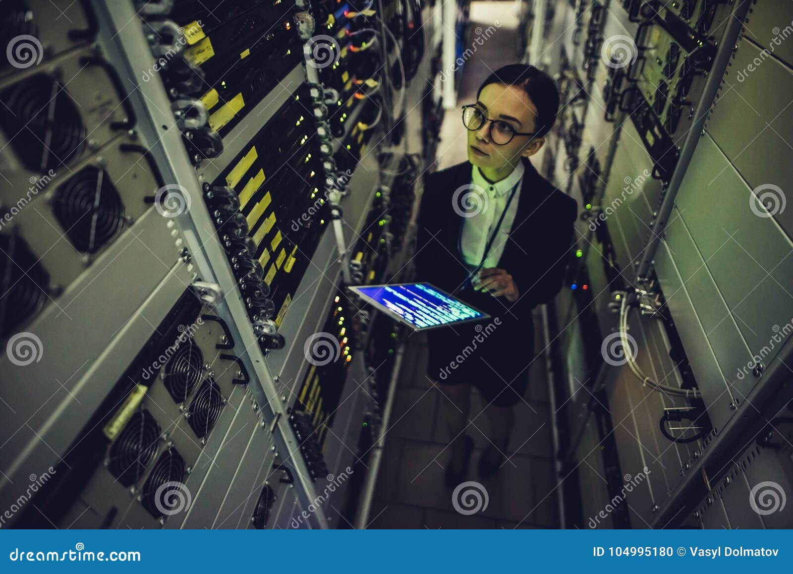 Woman in data centre stock photo. Image of professional - 104995180