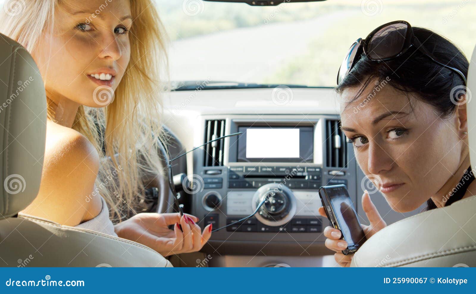 Attractive Women Inside a Car Stock Image - Image of interior, blonde ...