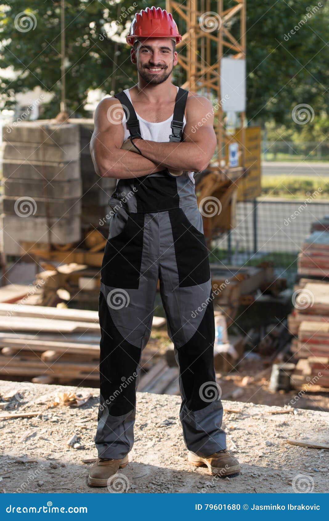 Attractive Worker on a Construction Site Stock Photo - Image of ...