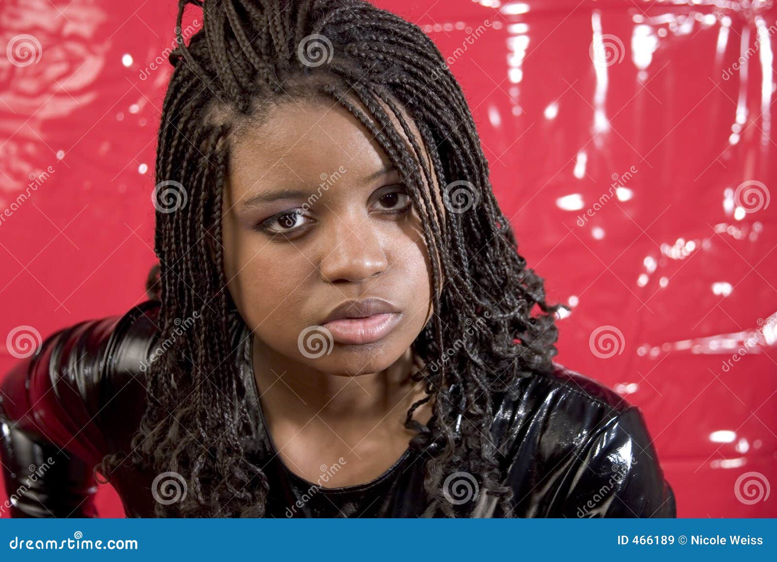 Attractive Young Black Model in Vinyl Stock Image - Image of african ...