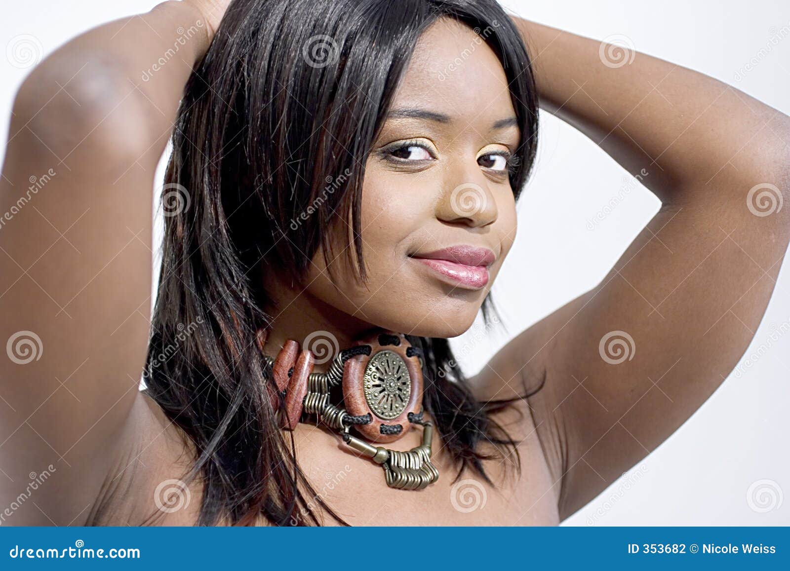 Attractive Young Black Woman, Side Glance Stock Photo - Image of glamor ...