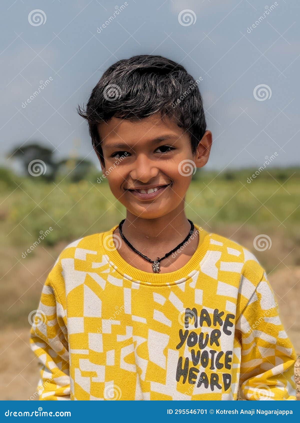 Attractive Young Boy Portrait in Green Nature Stock Image - Image of ...
