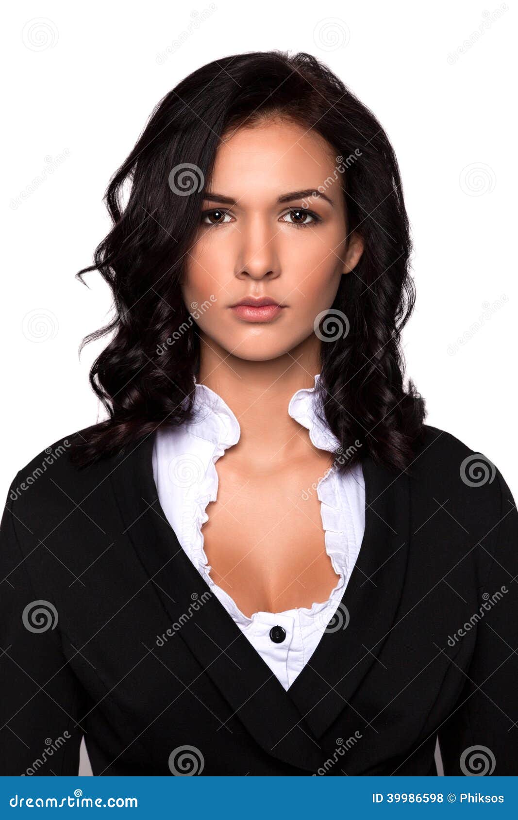 Attractive Young Brunette Businesswoman With Her Arms Crossed Stock