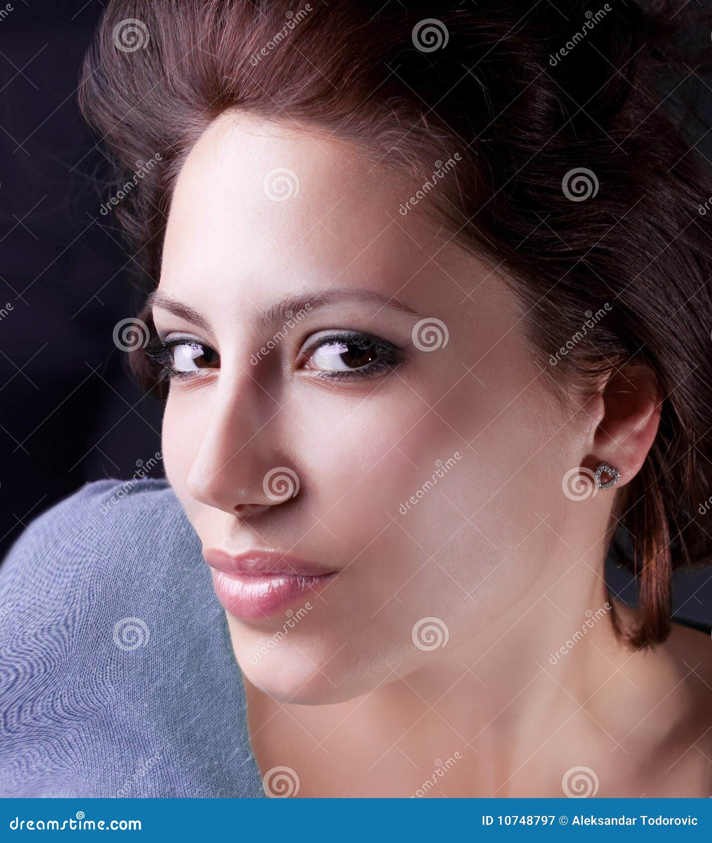 Attractive Young Brunette Model Close-up Portrait Stock Image - Image ...