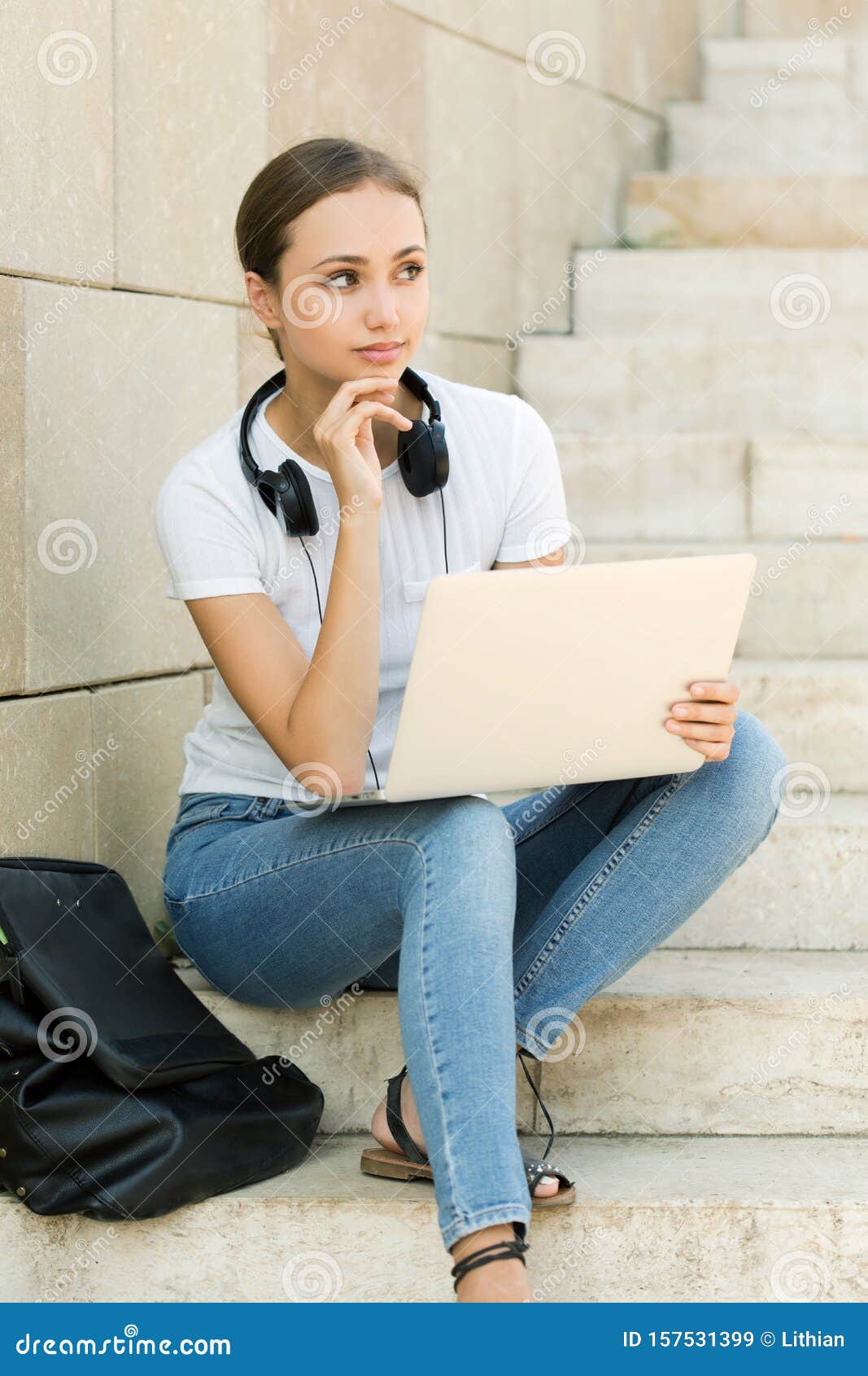 Attractive Young Brunette Student Stock Image - Image of education ...