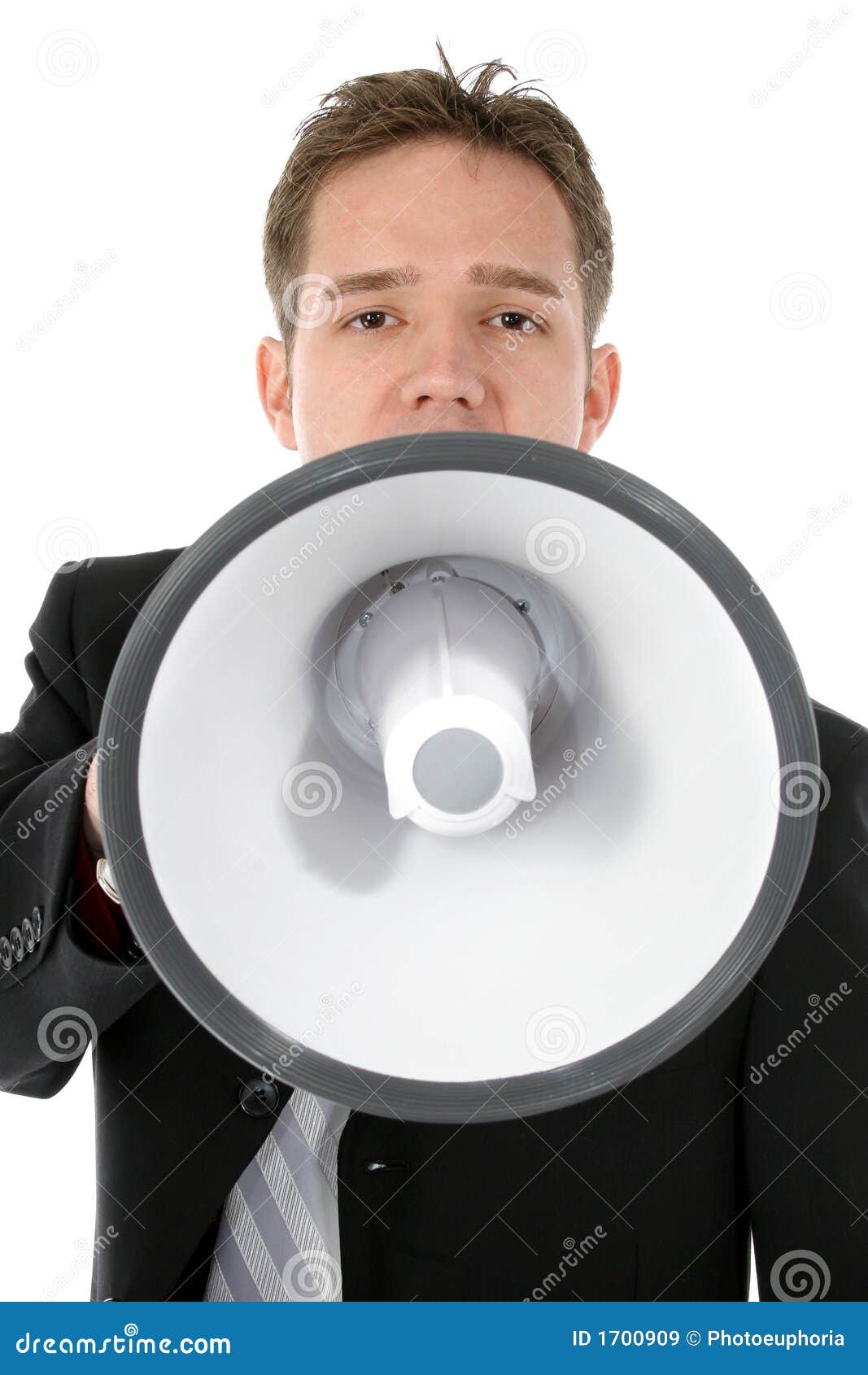 Attractive Young Business Man with Bullhorn Stock Image - Image of ...